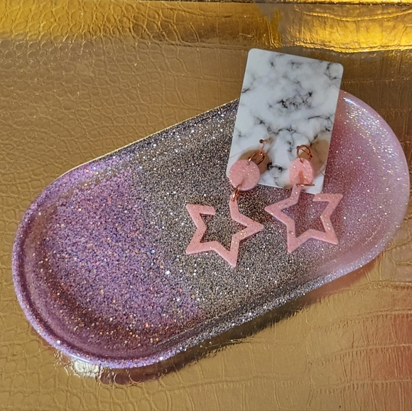 Storage & Organization | Resin Jewelry Tray Purple Pink Silver Glitter ...